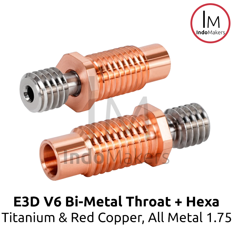 Jual E3D V6 3D Printer Bi Metal Throat All-Metal Titanium Copper