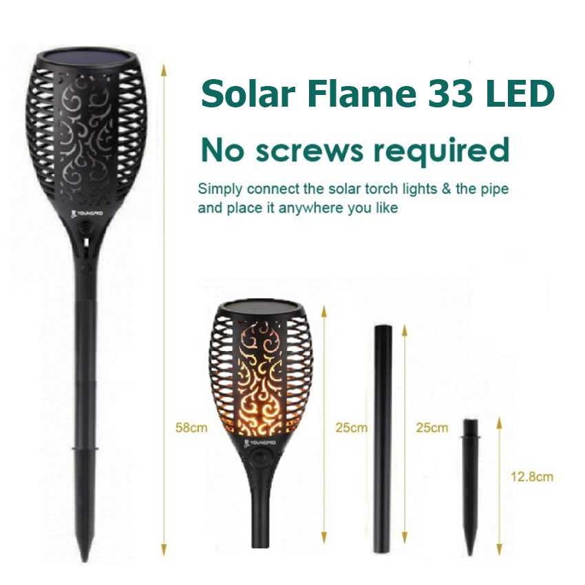 Jual Solar Flame Fire Light 33 LED Lampu Obor Api Taman Tancap