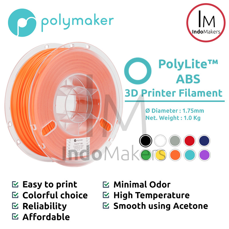 Jual Polymaker PolyLite ABS 3D Printer Filament 1.75mm 1KG