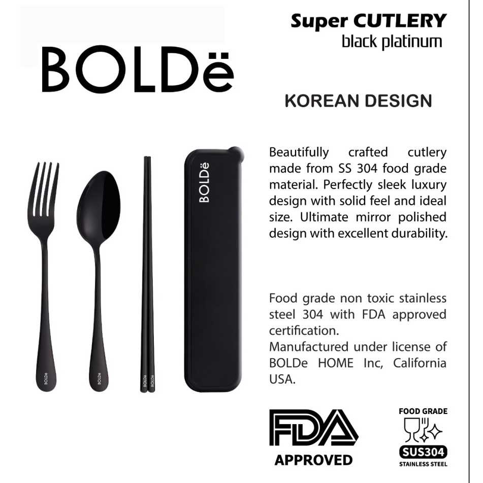 Jual BOLDe Super Cutlery Black Platinum Set 4pcs | Jakmall.com