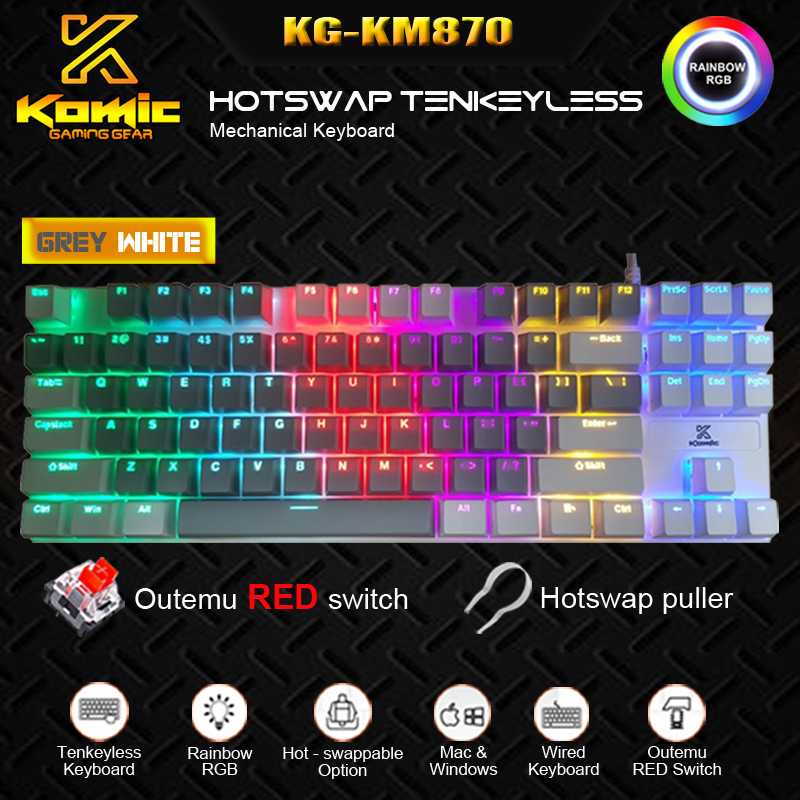 Jual Keyboard Gaming Mechanical Hotswap Komic KG-KM870 TKL