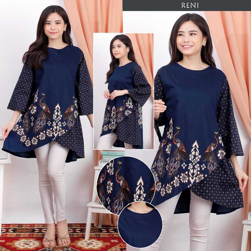 Jual Reni Atasan Batik Lengan Panjang Tunik Batik Jumbo Blouse