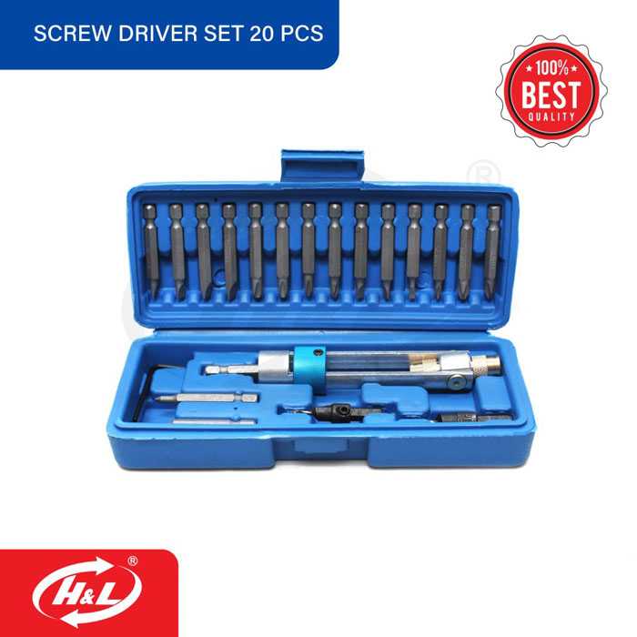 Jual HL Screwdriver Set 20 Pcs Flip Extention Mata Bor Obeng