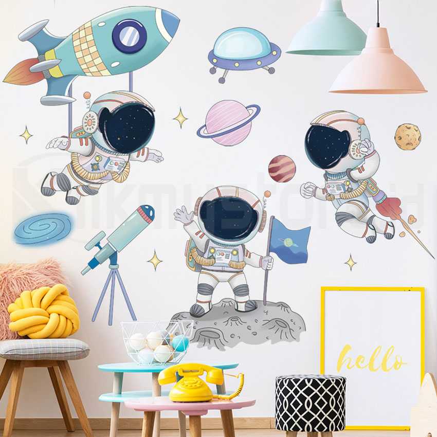 Jual Wall Sticker Astronot Kartun Stiker Dinding Dekorasi Ruang