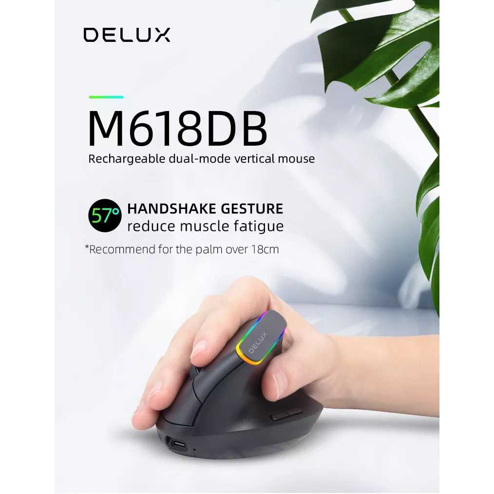 Jual DELUX M618DB - Wireless Ergonomic Vertical Mouse - Dual