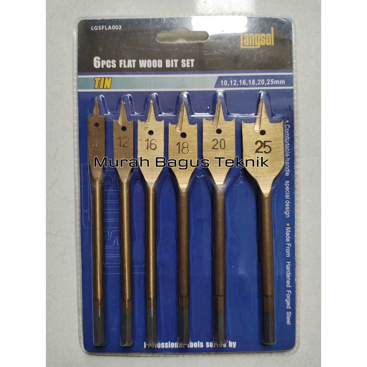 Jual Mata Bor Kayu Flat Wood Spade Bit Set Tin 6pcs Auger Bit