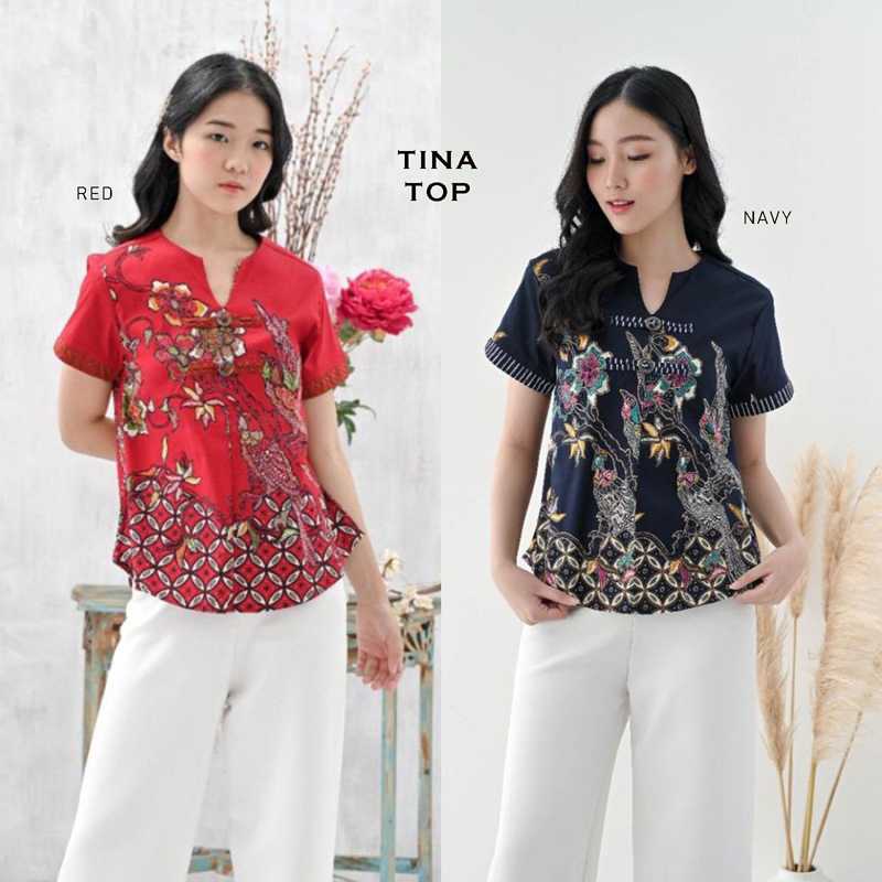 Jual Tina Blouse Wanita Atasan Wanita Batik Couple Top Jumbo