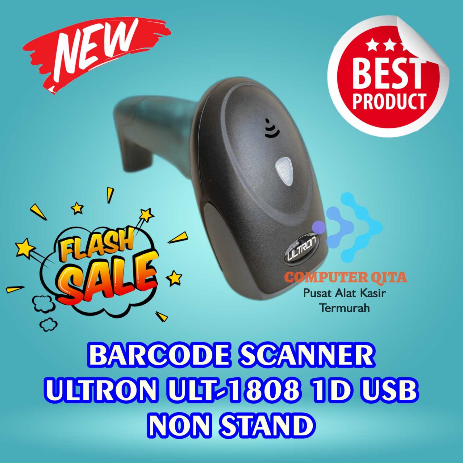 Jual ULTRON Barcode Scanner ULT 1808 1D USB ULT1808 ULT-1808 NON