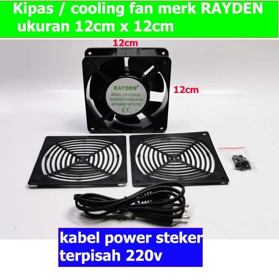 Jual RAYDEN 12cm kabel steker terpisah Cooling Fan AC 220V 12 x