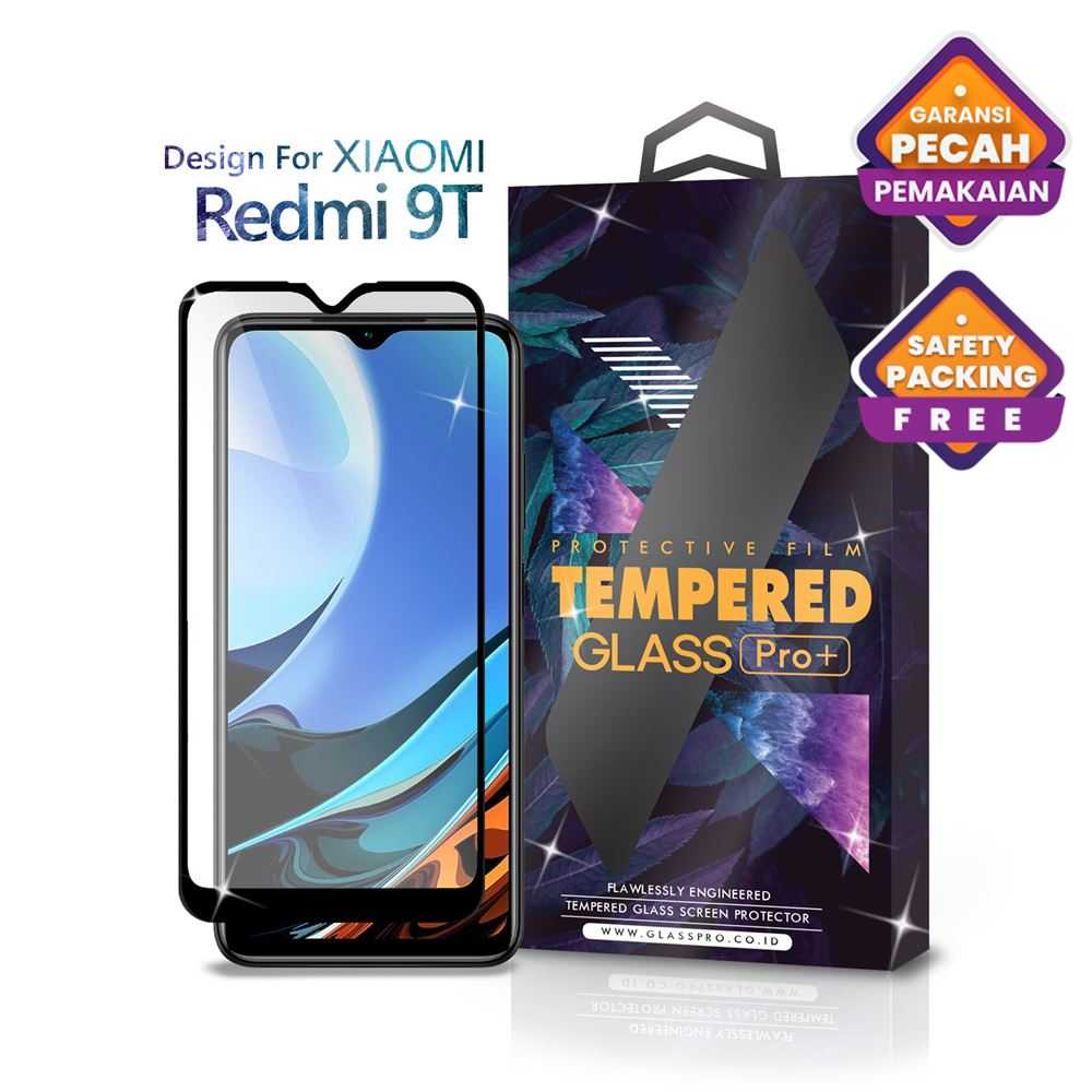 Jual Tempered Glass Xiaomi Redmi 9T Full Cover Black - Premium