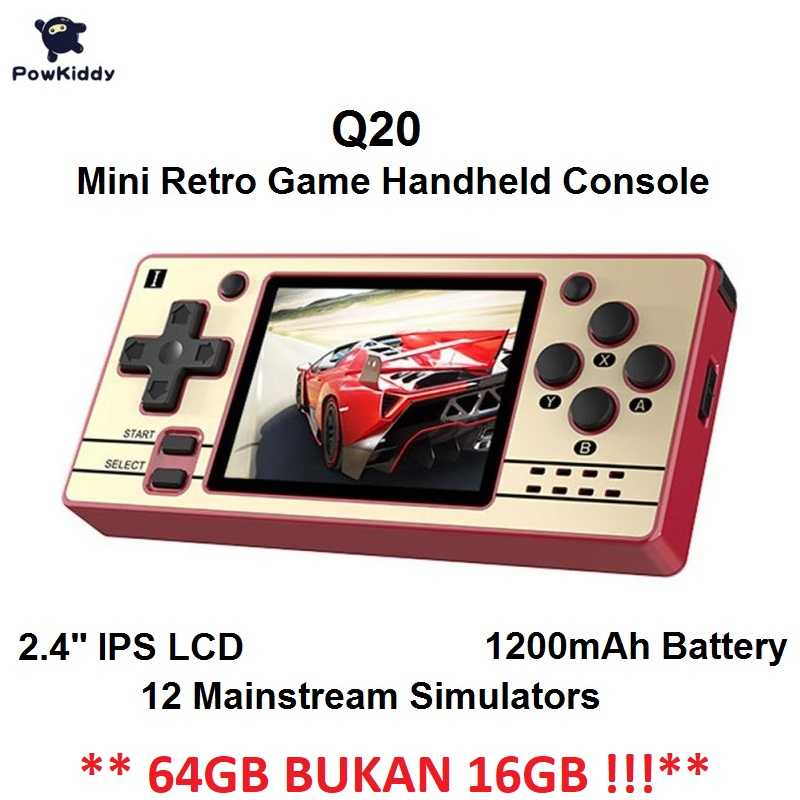 Jual POWKIDDY Q20 MINI - Retro Handheld Console 64GB - Game