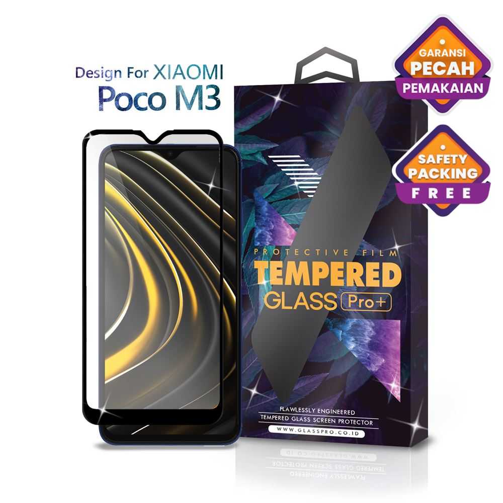 Jual Tempered Glass Xiaomi Poco M3 Full Cover Black - Premium