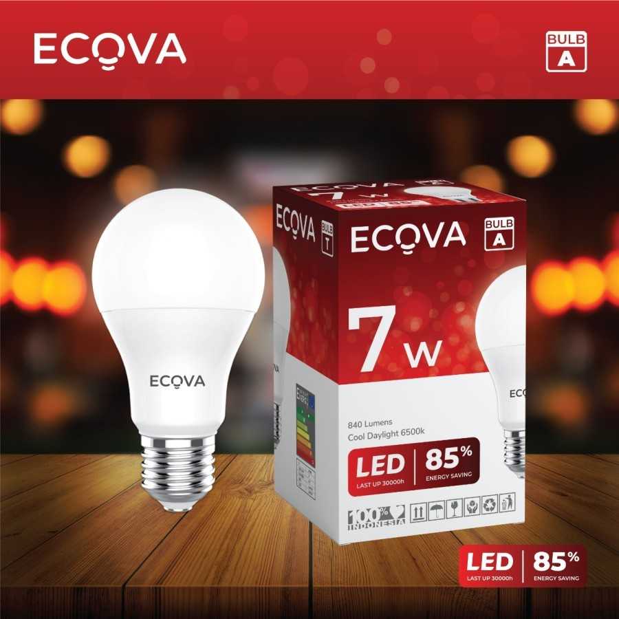 Jual Lampu LED BULB 7 Watt PUTIH ECOVA GARANSI 3 TAHUN SNI 7w