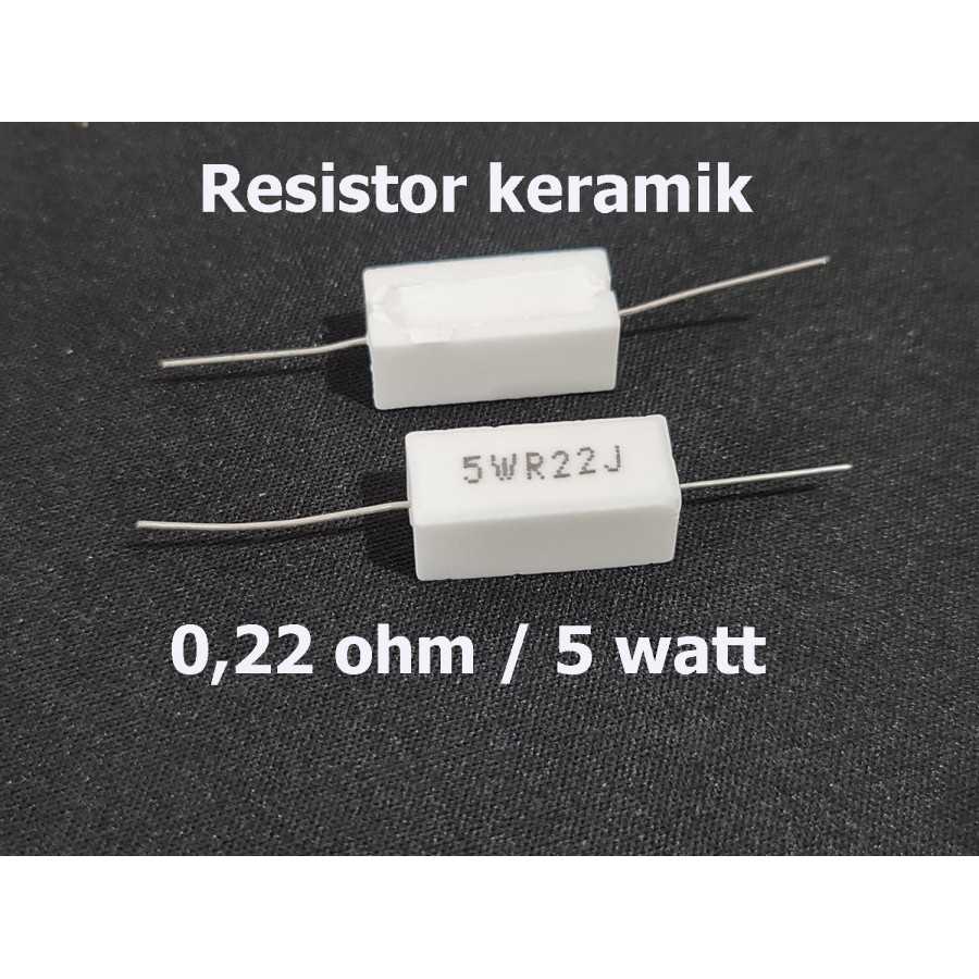 Jual Resistor keramik 0,22 ohm 5 watt R22J 5W / kapur 0.22 ohm