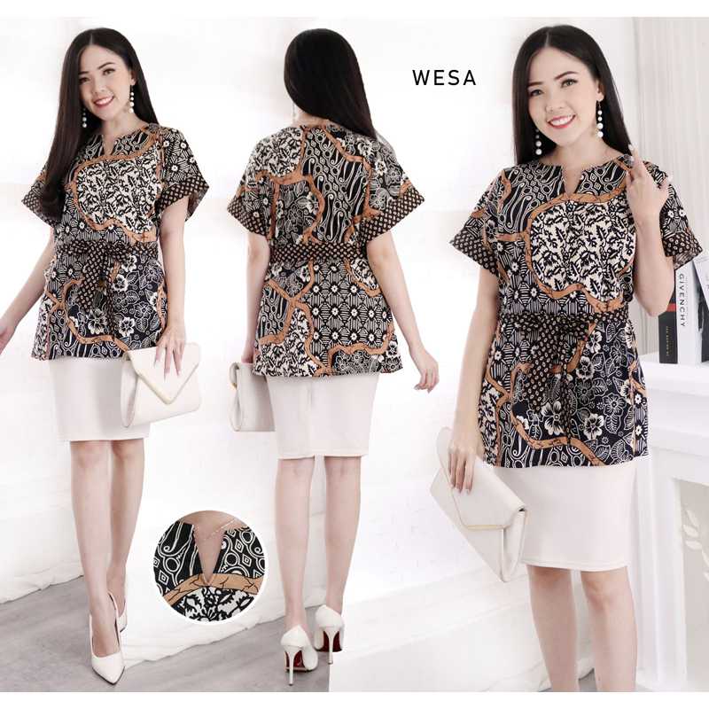 Blus Batik Wanita Lengan Pendek 8 Model Jahitan Baju Batik Wanita