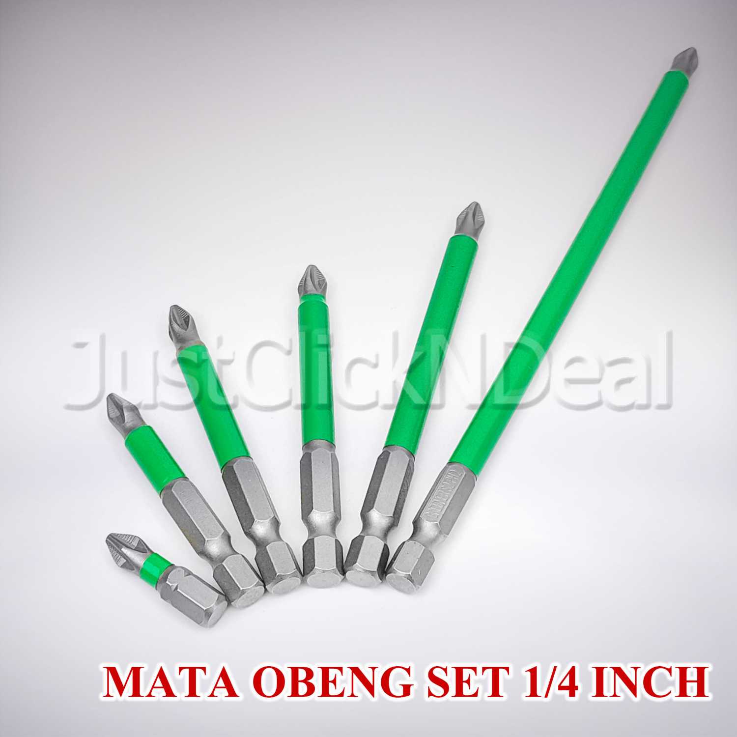 Jual Mata Obeng Set 6 pcs Hijau 1/4 Inch Magnetic Screwdriver