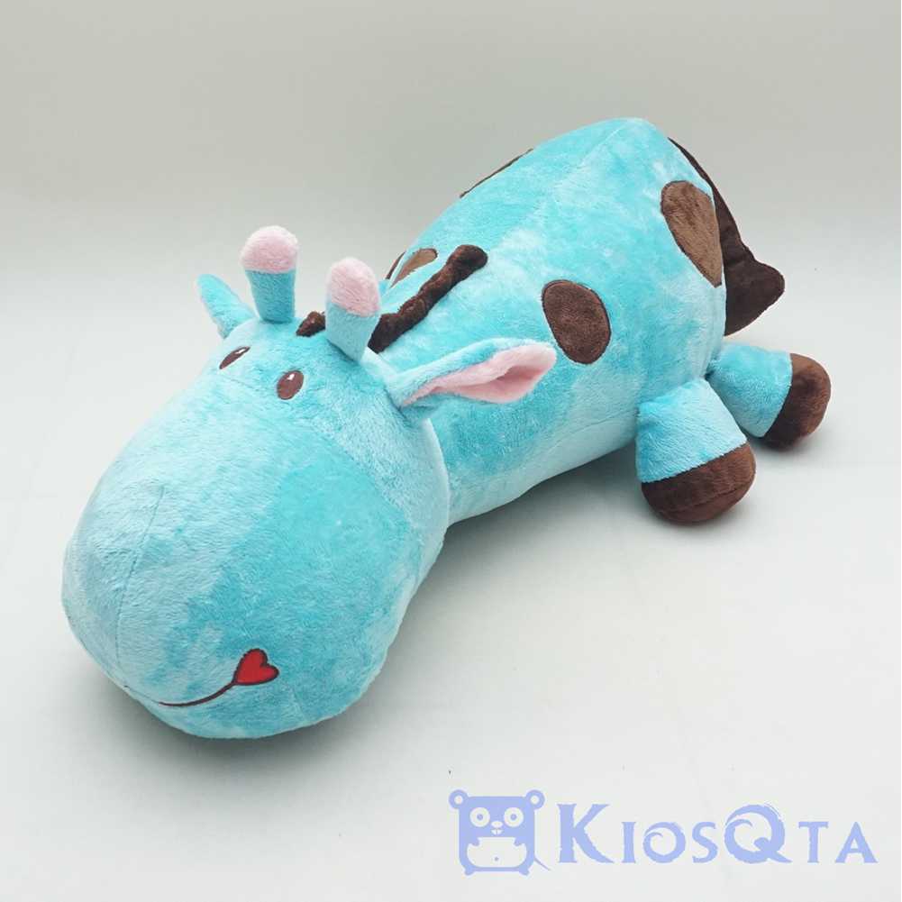 Jual guling boneka jerapah cute giraffe biru totol coklat large