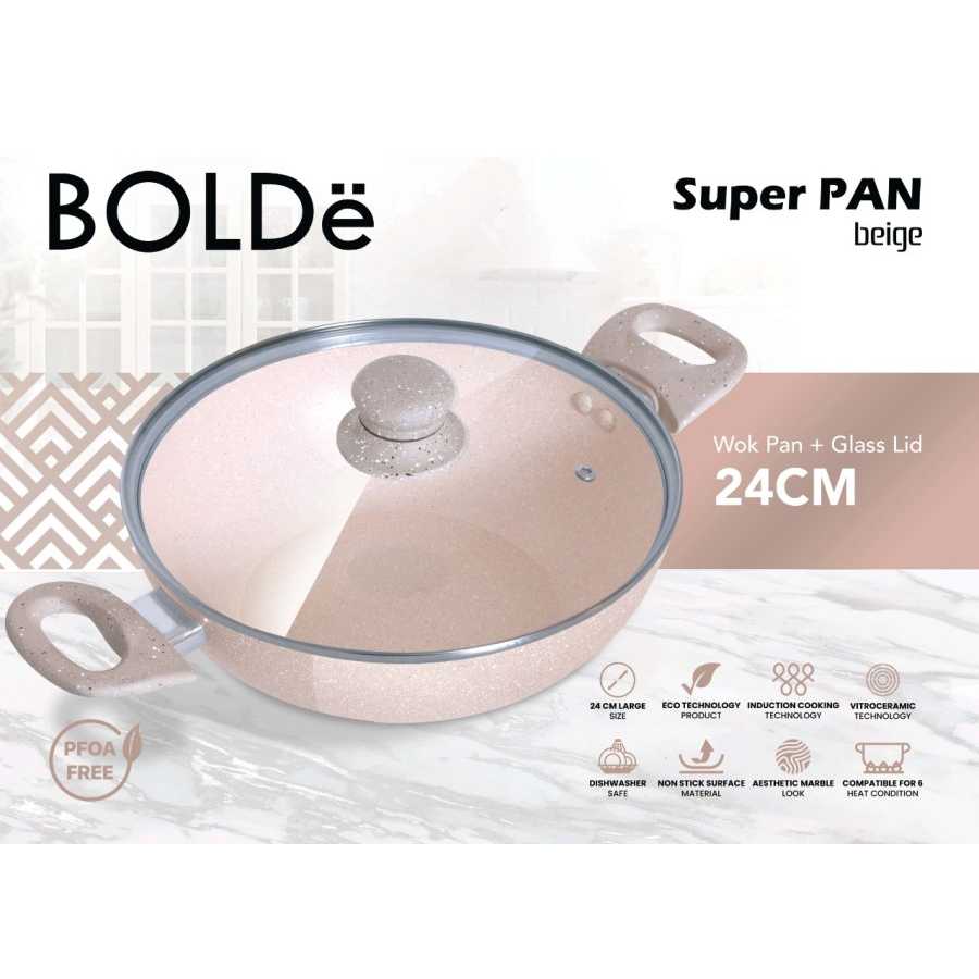 Jual BOLDe Super Pan 2 Ear Wok (Wajan) 24cm + Lid Beige | Jakmall.com