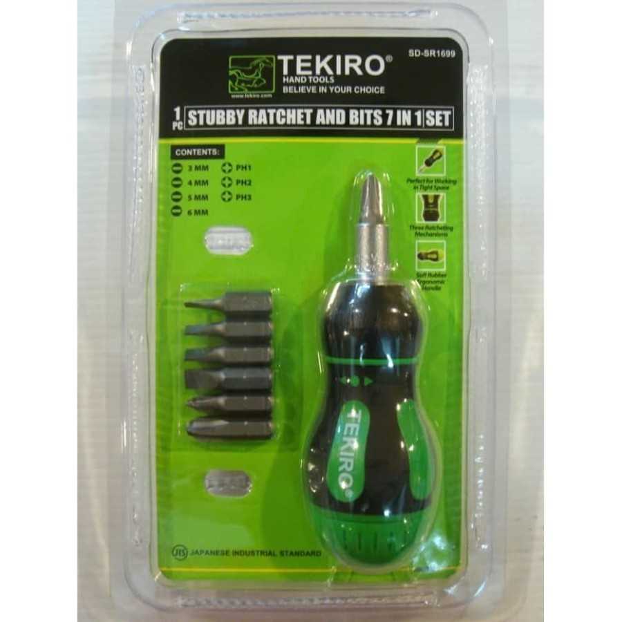 Jual Tekiro SR1699 Obeng Set 7 in 1 Obeng Ratchet Mini Set