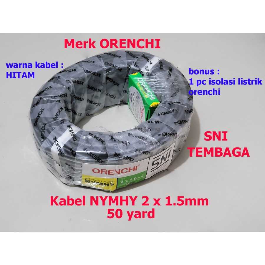 Jual KABEL SERABUT NYMHY 2 X 1,5 mm 50Y HITAM SERABUT ORENCHI