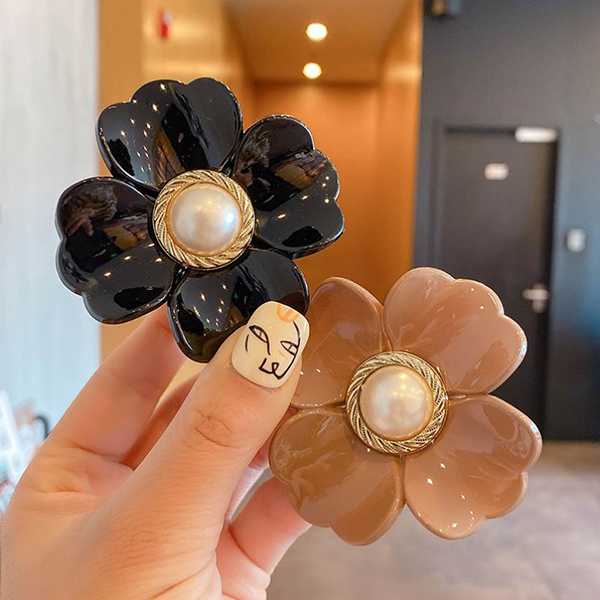 Jual jepit rambut bunga flower pearl hairclip jje076 - Putih