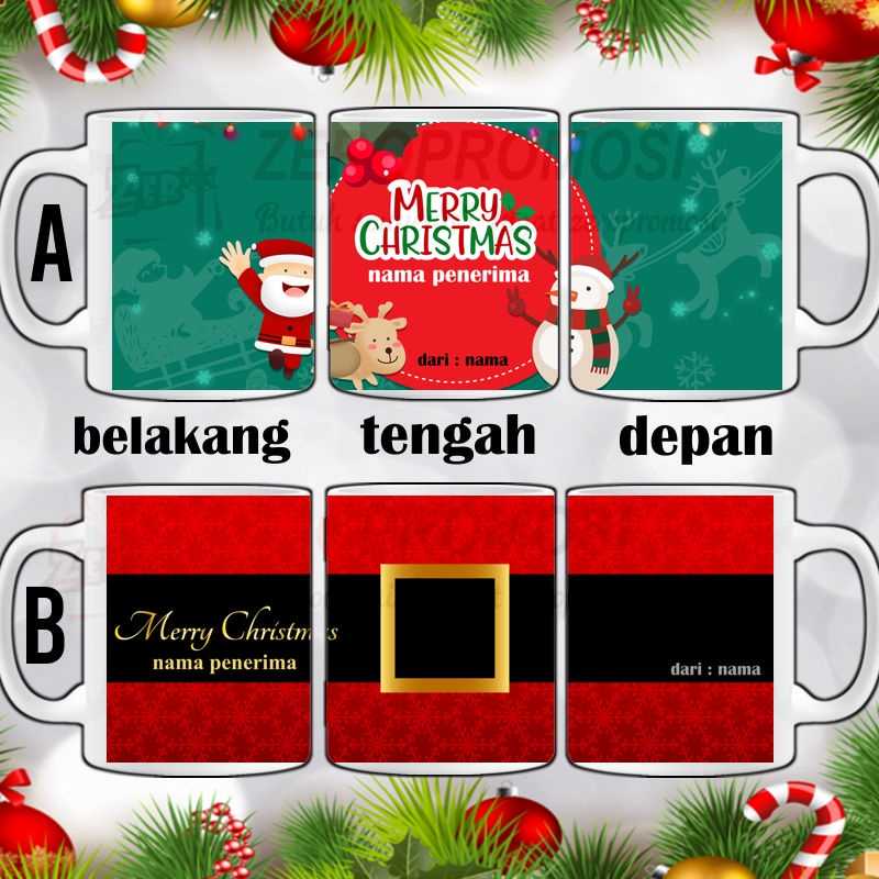 Jual Souvenir Mug Ucapan Natal Christmas - Mug Natal Custom