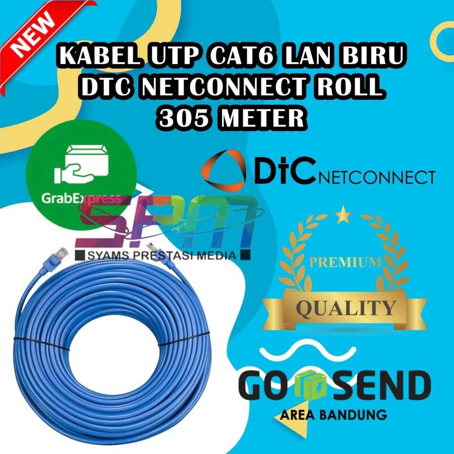 Jual Kabel UTP CAT6 / Cat 6 LAN Biru DTC Netconnect Roll 305