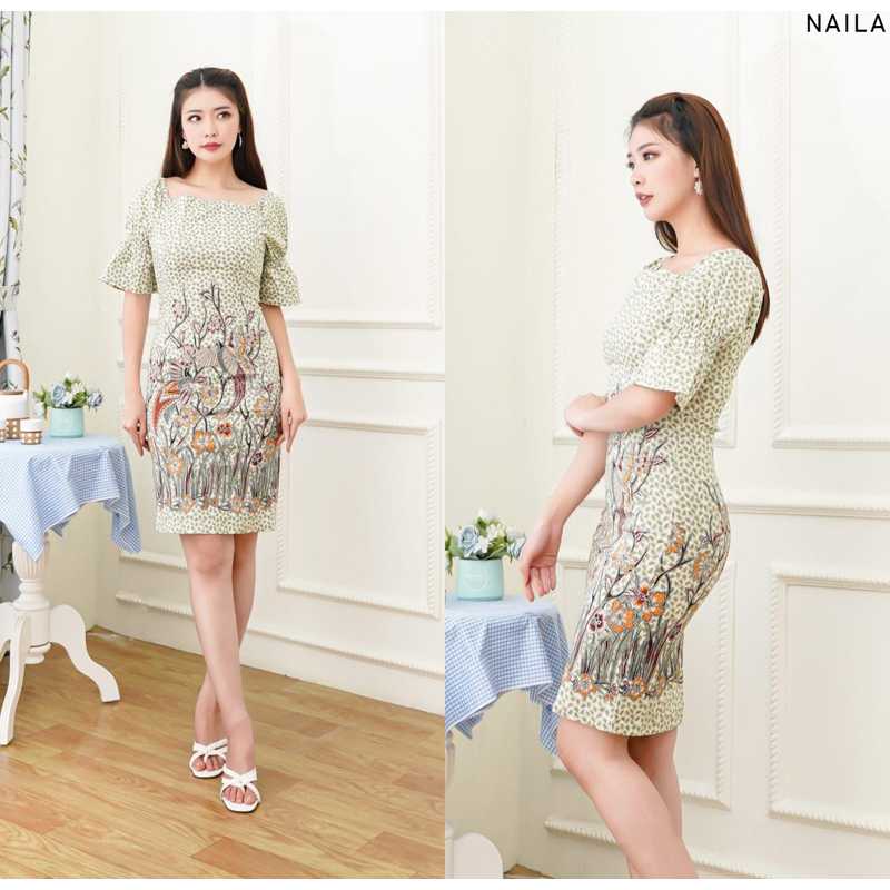 Jual Evercloth Naila Dress Batik Wanita Dress Wanita Model
