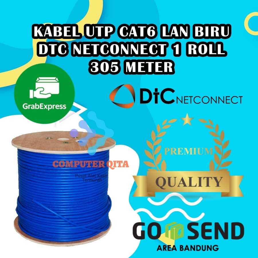 Jual Kabel UTP CAT6 / Cat 6 LAN Biru DTC Netconnect Roll 305