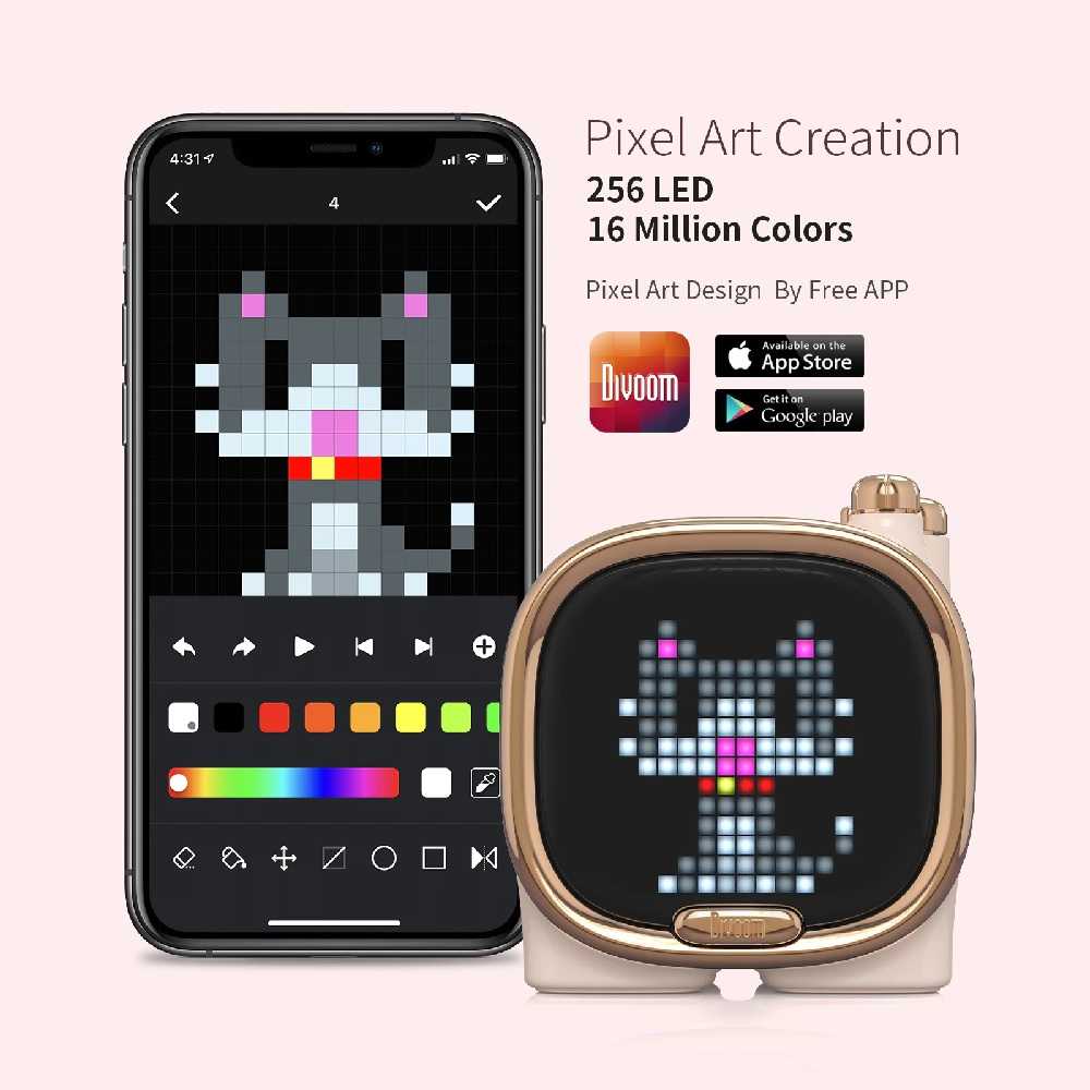 Promo DIVOOM ZOOE - Mini Cute Bluetooth Speaker Pixel Art LED Display ...
