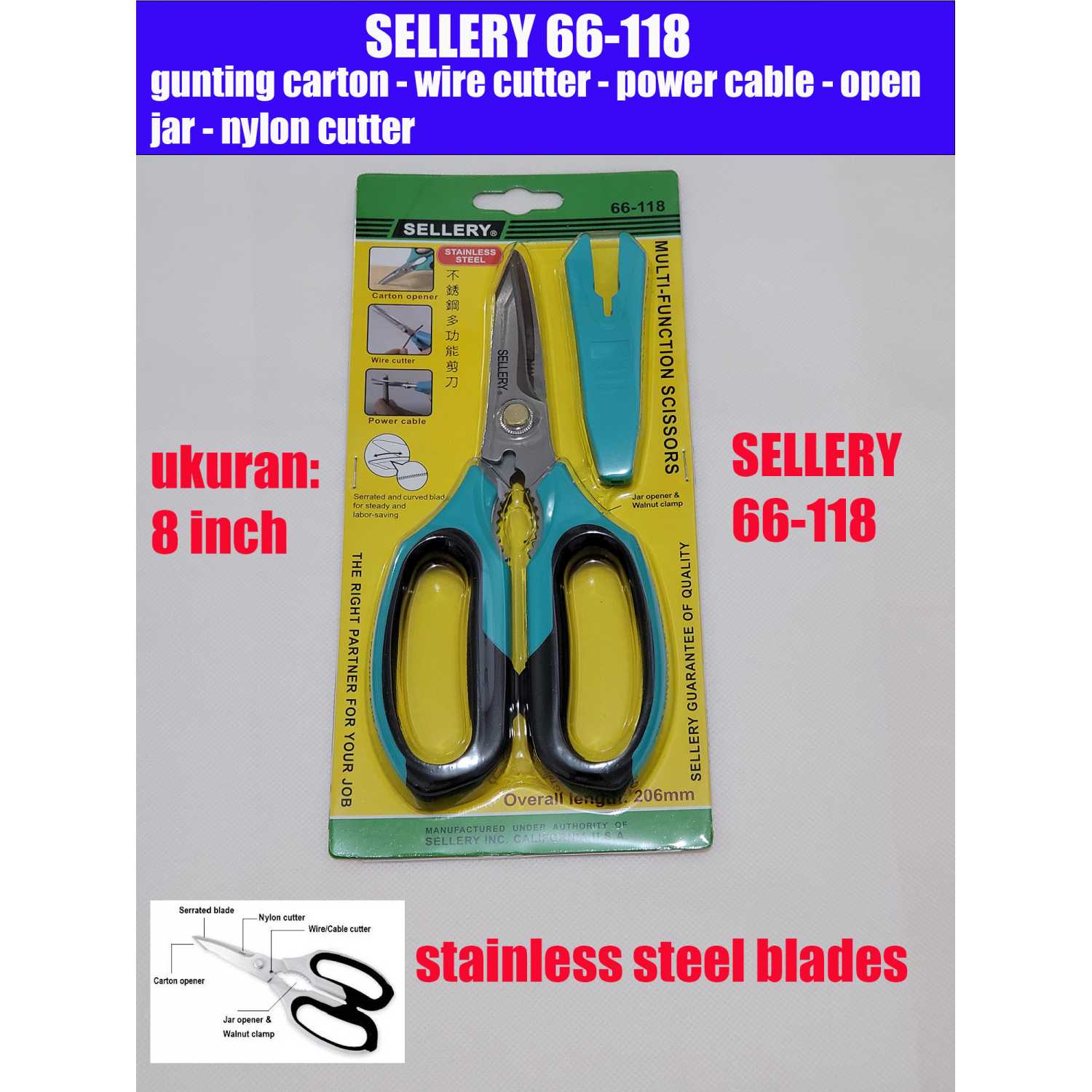 Jual sellery 66-118 gunting carton wire cable - dapur SERBAGUNA