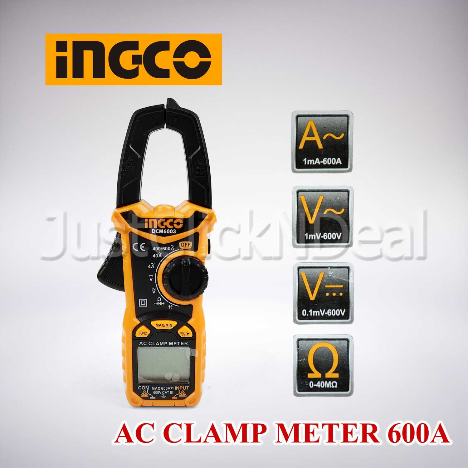 Jual Ingco Digital AC Clamp Meter 600A Ampermeter Multitester