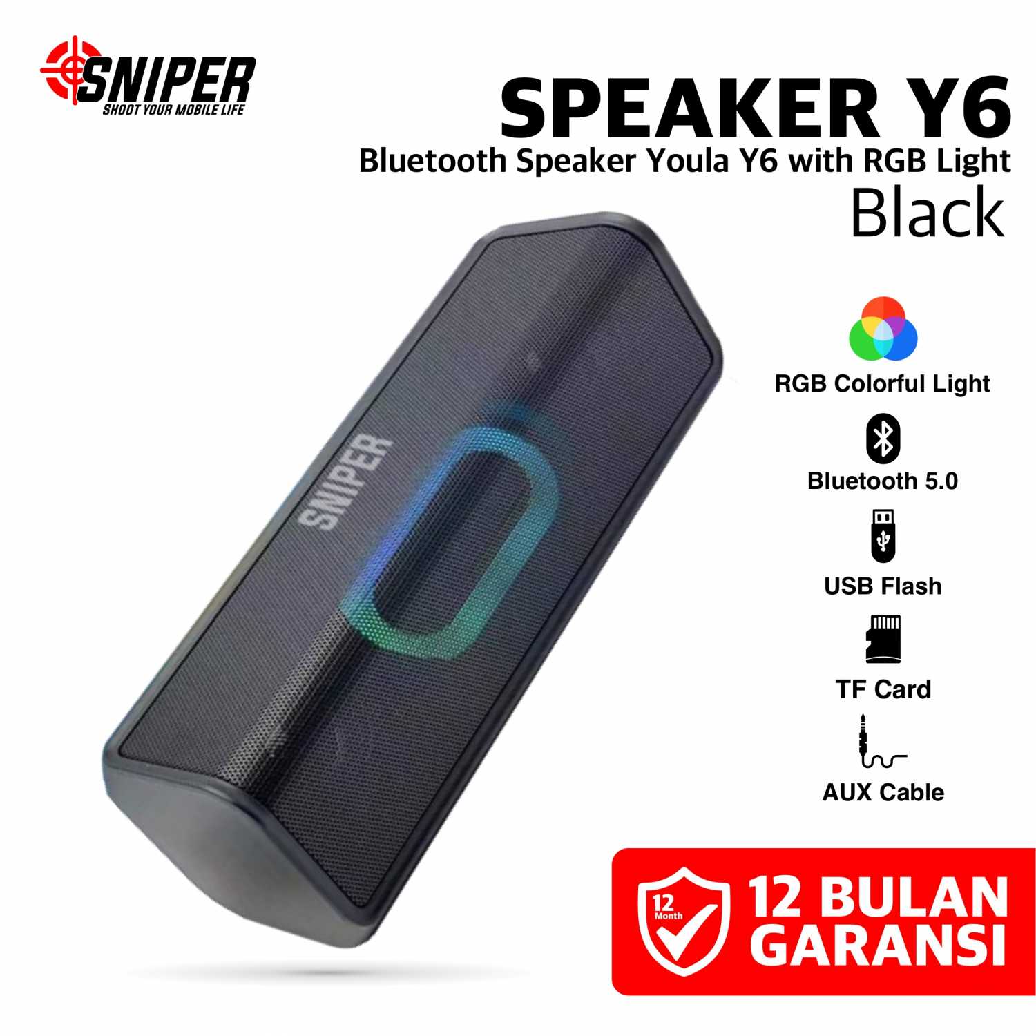 Jual SNIPER YOULA Y6 Portable Bluetooth Speaker With Colorful