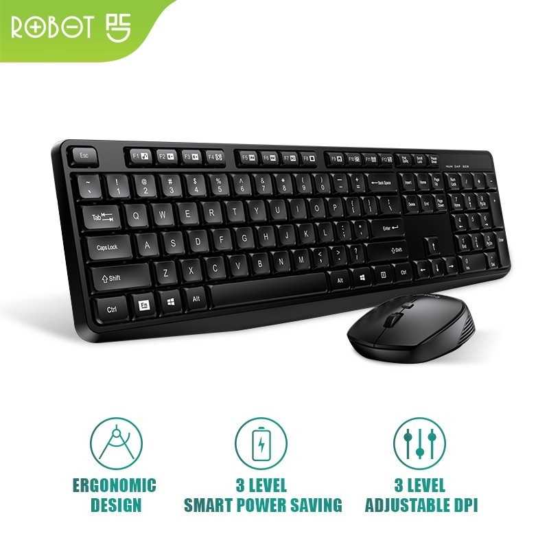 Jual Robot KM3100 Wireless Keyboard Mouse Combo - KM3100 - Hitam