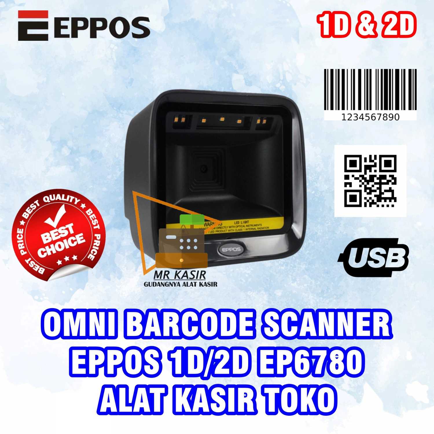 Jual OMNI BARCODE SCANNER EPPOS 1D/2D EP6780 ALAT KASIR TOKO