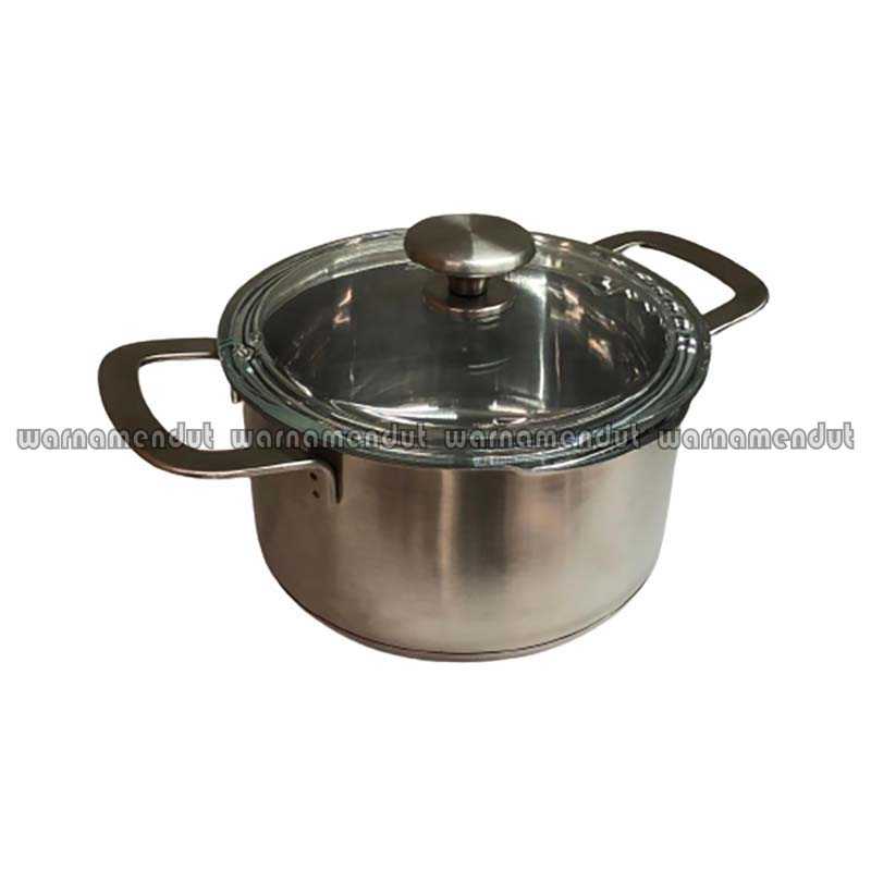 Jual Panci masak kuah soup stainless steel 3L dg penutup kaca