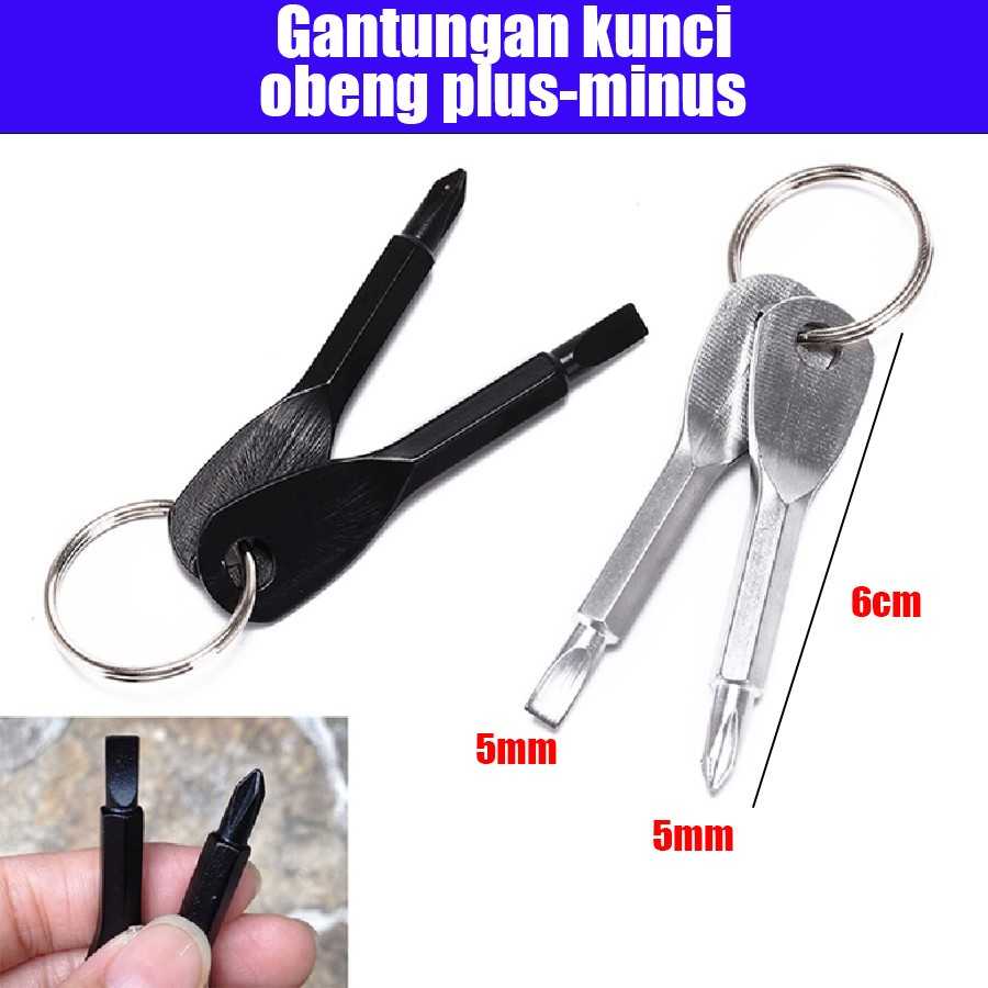 Jual Gantungan Kunci Obeng Plus / Kembang - Minus / Gepeng 2 in 1