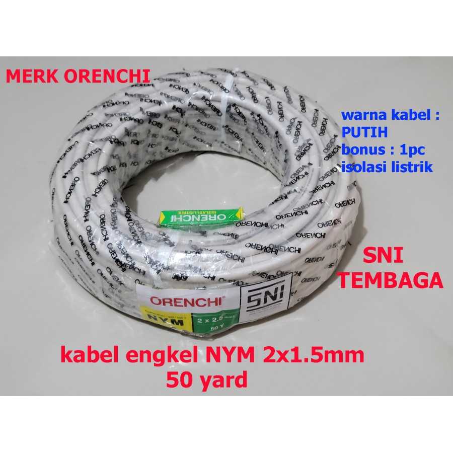 Jual KABEL ENGKEL NYM 2 X 1,5 mm 50Y PUTIH SERABUT ORENCHI SNI