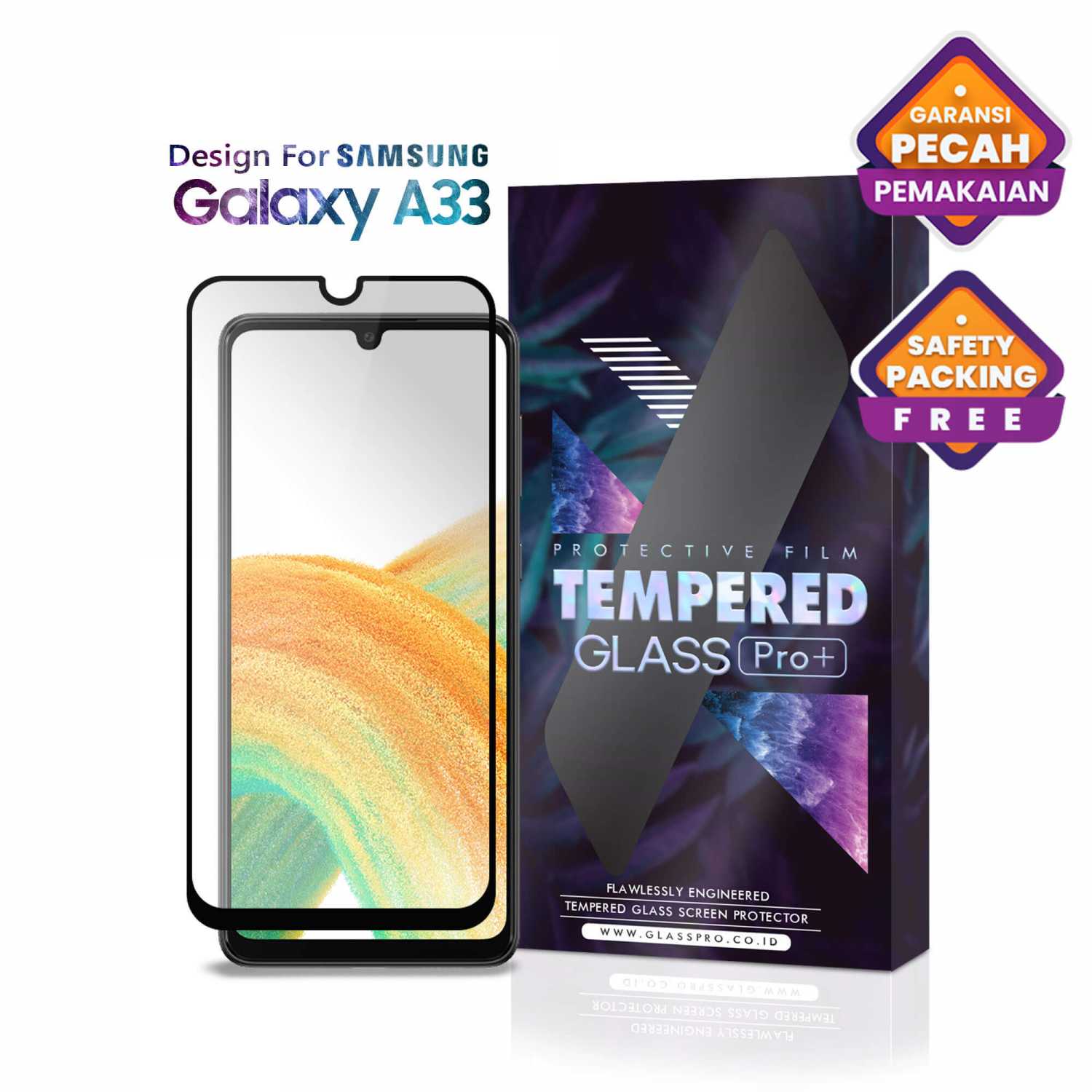 Jual Tempered Glass Galaxy A33 5G Full Cover Black - Premium
