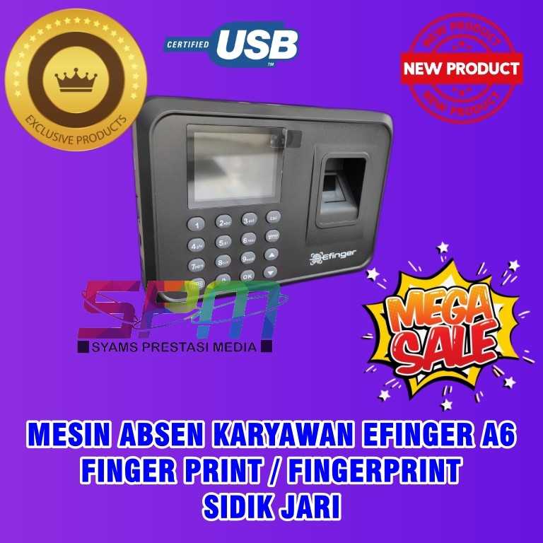 Jual EFINGER MESIN ABSEN KARYAWAN A6 / FINGER PRINT / | Jakmall.com