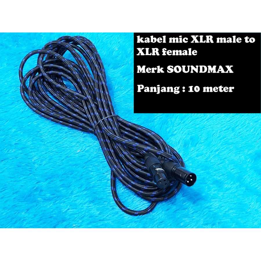 Jual kabel mic XLR male to XLR female SOUNDMAX pjg 10 meter