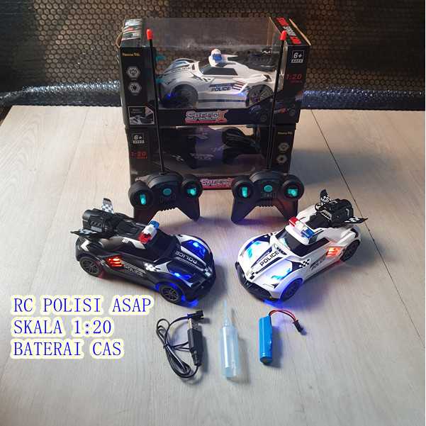 Jual MAINAN RC MOBIL POLISI KELUAR ASAP POLICE CAR SPRAY REMOTE