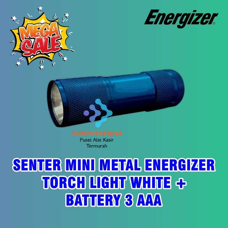 Jual SENTER MINI METAL ENERGIZER TORCH LIGHT WHITE + BATTERY 3