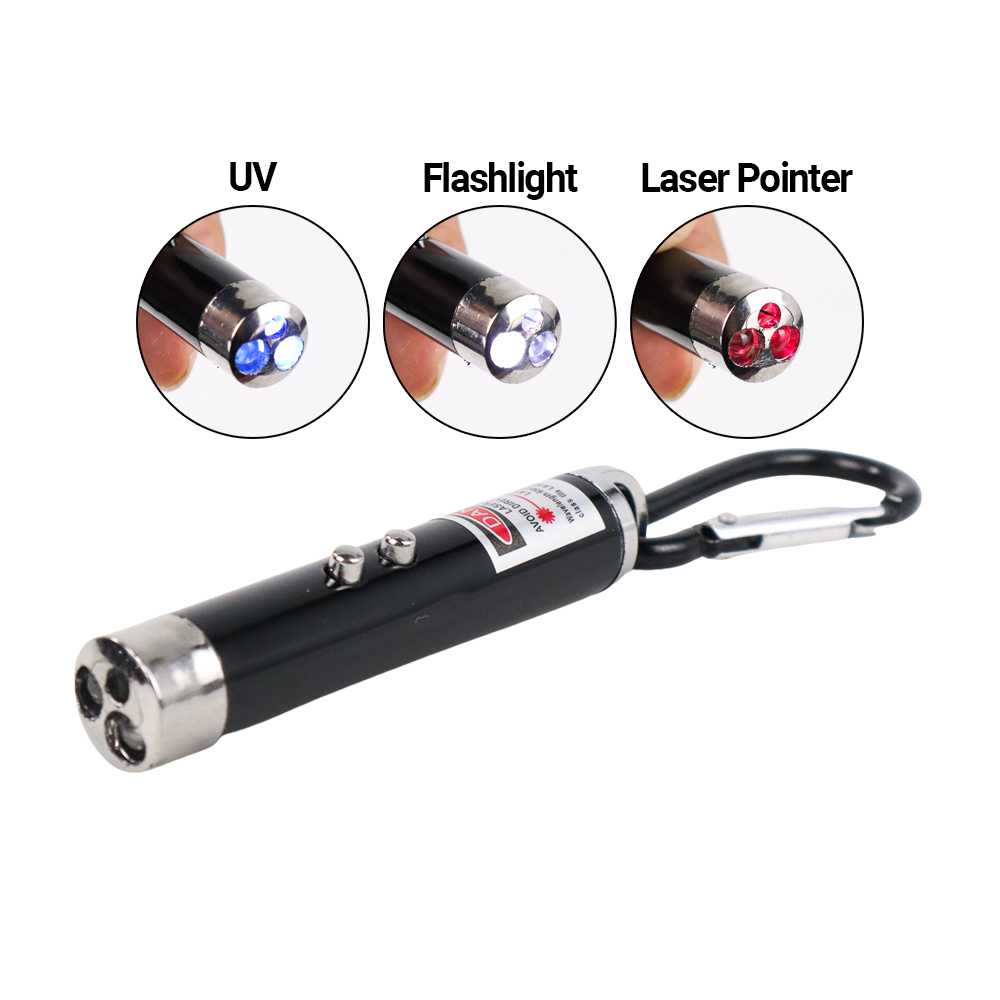 Jual Red Laser Pointer 3 in 1 Senter LED Flashlight UV 1mw 650nm