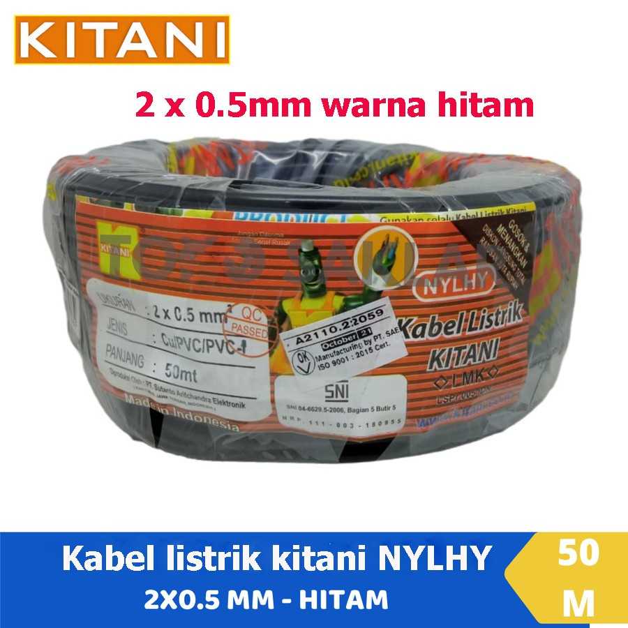 Jual KABEL LISTRIK kitani HITAM NYLHY SERABUT 2X0,5mm / 1 ROLL
