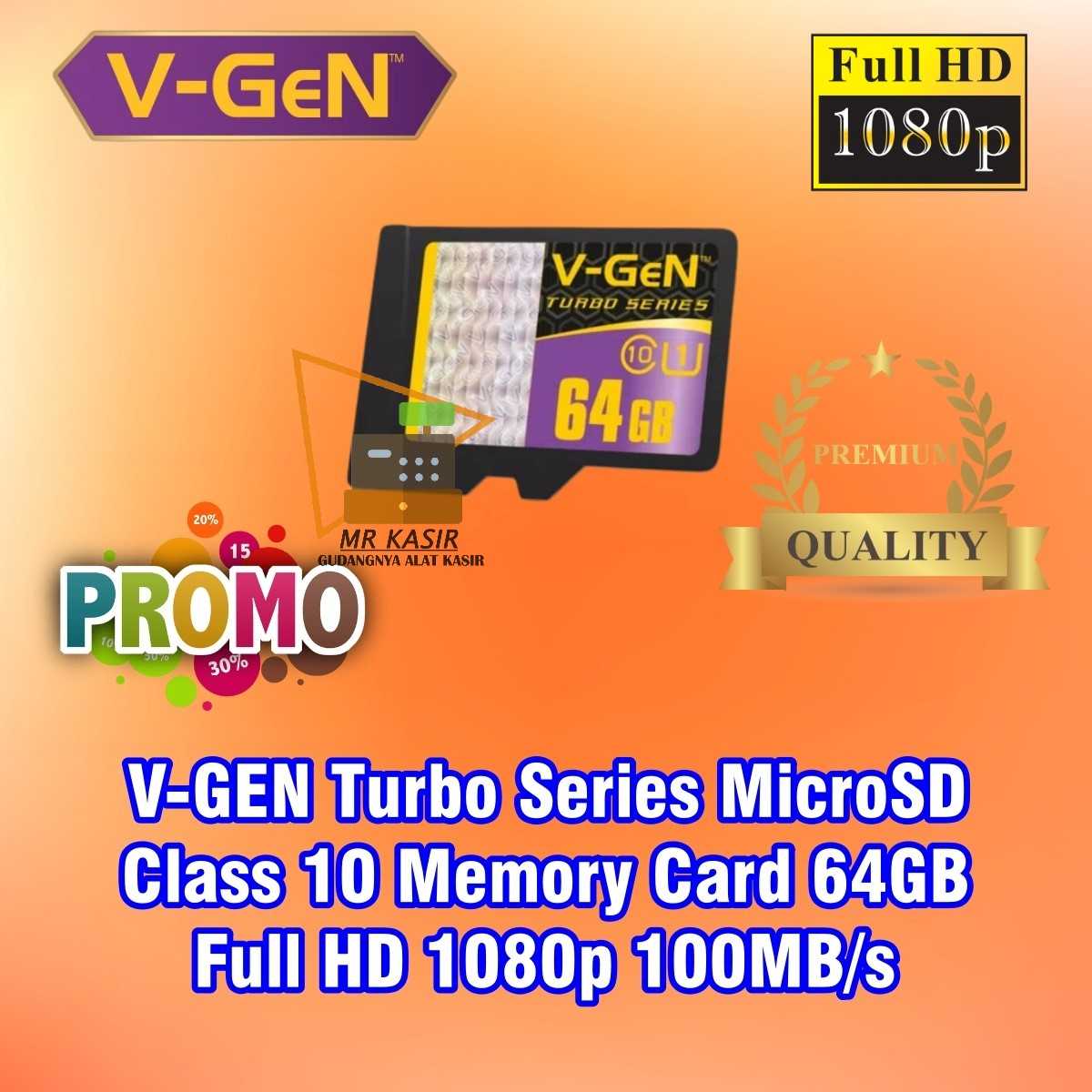 Jual V-GEN Turbo Series MicroSD Class 10 MemoryCard 64GB Full HD
