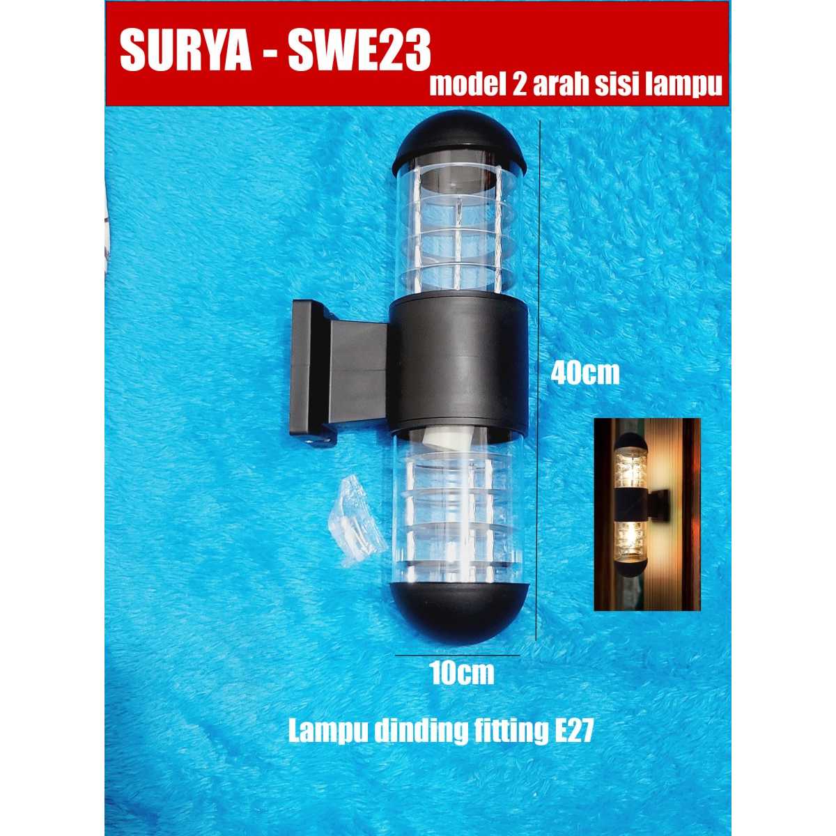 Jual SWE23 SURYA 2 sisi nyala E27 Lampu wall Dinding led outdoor