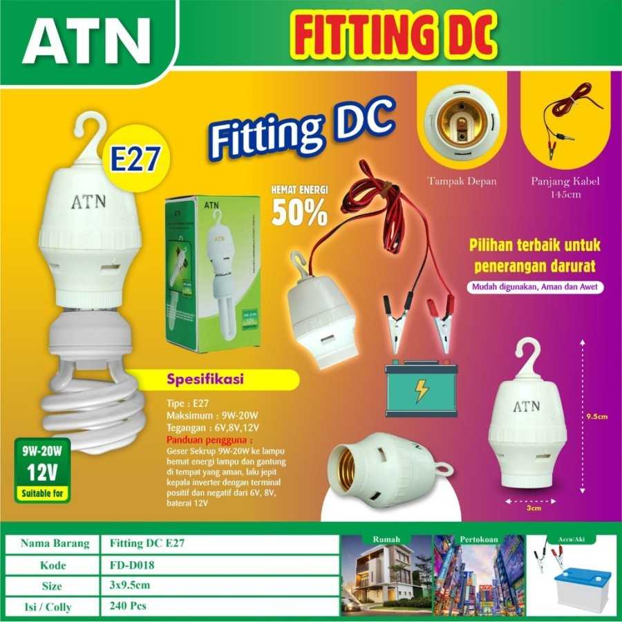 Jual Fitting lampu aki AC/DC inverter ATN - jepit aki fitting