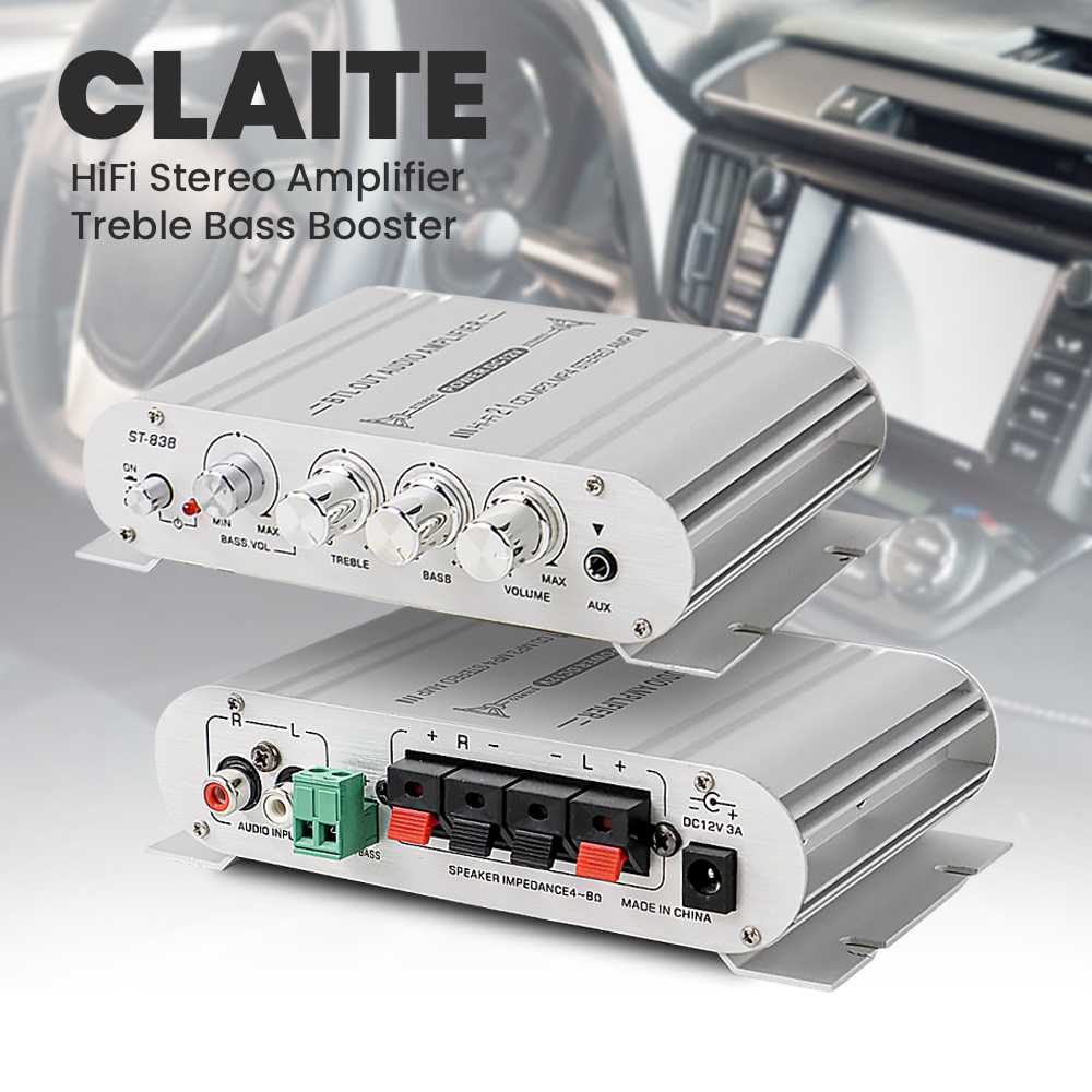 Jual CLAITE HiFi Stereo Amplifier Treble Bass Booster - ST-838