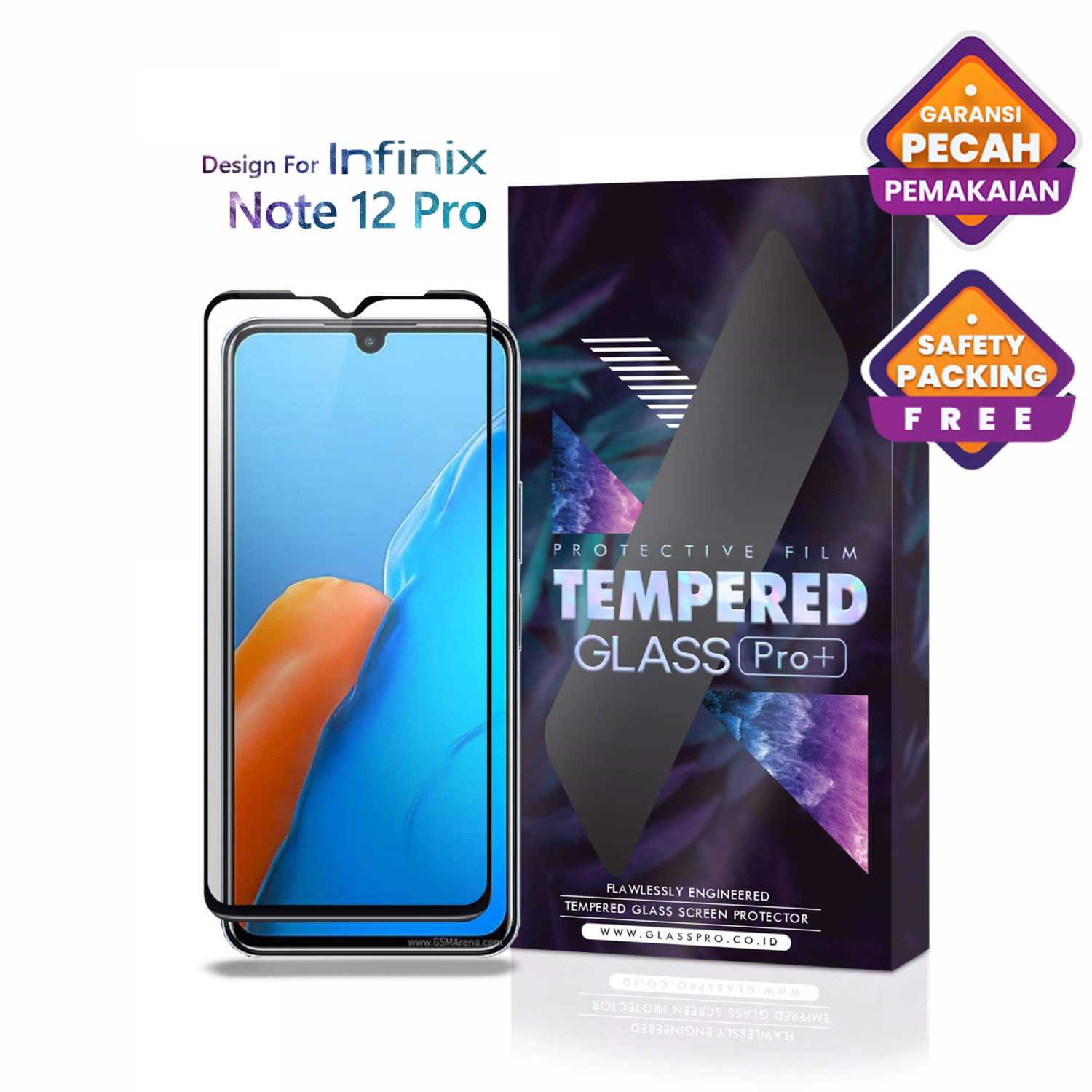Jual Tempered Glass Infinix Note 12 Pro Full Cover Black - Glass